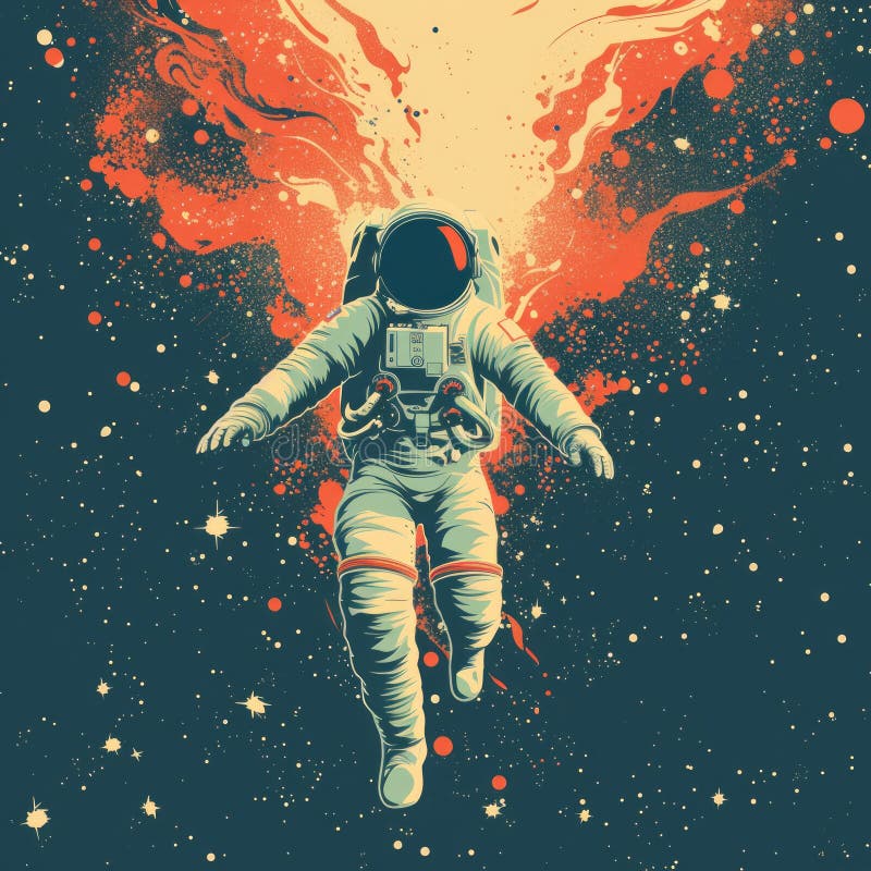 Beautiful Poster with an Astronaut in Space for Cosmonautics Day and ...