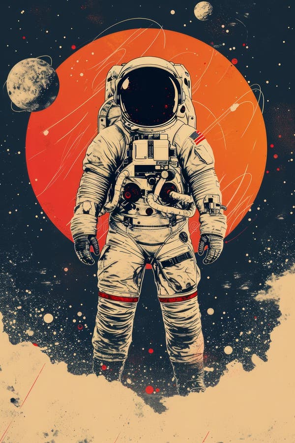 Beautiful Poster with an Astronaut in Space for Cosmonautics Day and ...
