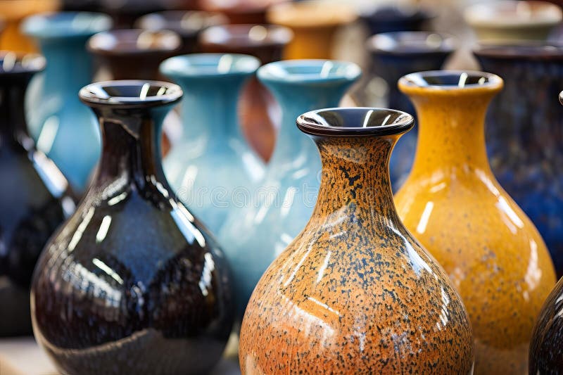 Beautiful Pottery Vases Art Closeup. Generate Ai Stock Photo - Image of ...
