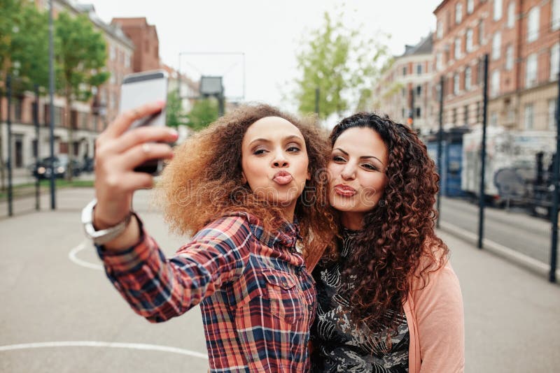 Beautiful Pouting Women Taking A Selfie Stock Image Image Of Making