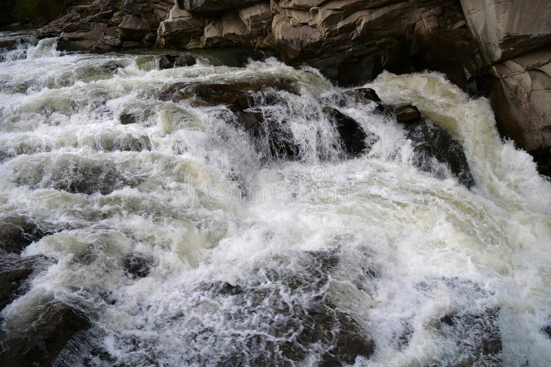 Beautiful Powerful Probiy Waterfall Prut River Yaremche City Ukraine