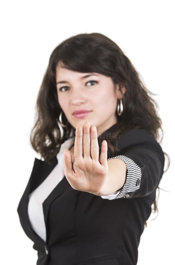 Beautiful Powerful Woman Holding Hand in Front Stock Image - Image of ...