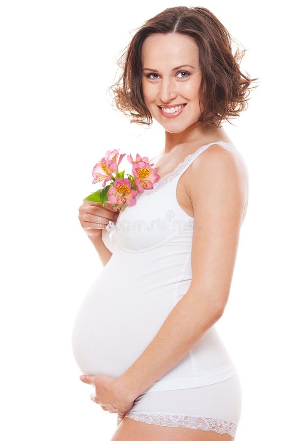 Beautiful Pregnant Woman In Lingerie Stock Image Image Of Happy