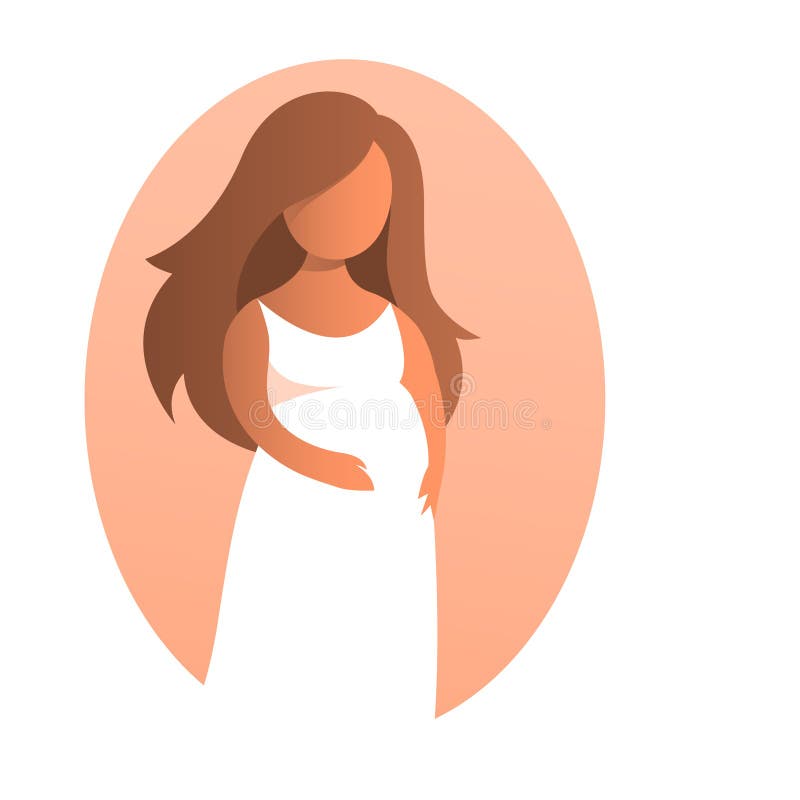 Beautiful Pregnant Woman In A White Dress Stock Vector Illustration