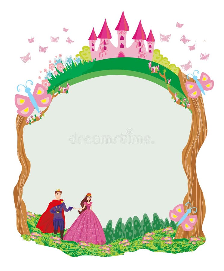 Beautiful Prince and Princess in the Garden - Frame Stock Vector ...