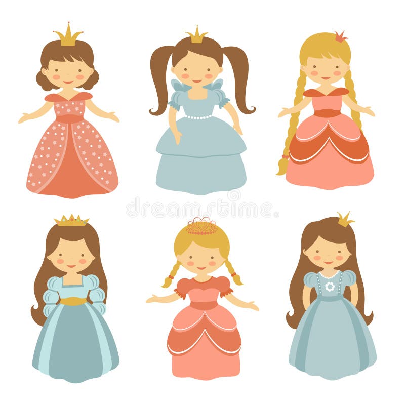 Beautiful Princesses Set Stock Vector Illustration Of Elegant 52330552