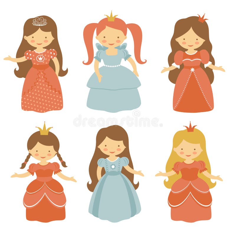 Beautiful princesses set stock vector. Illustration of crown - 52331556