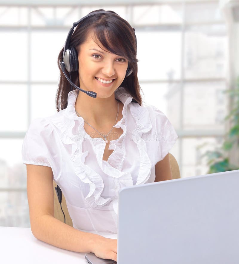 The Beautiful Professional Operator Stock Photo - Image of headphones ...