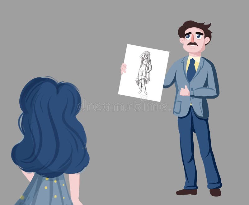 A Beautiful Professor Teaches Drawing Stock Illustration - Illustration ...