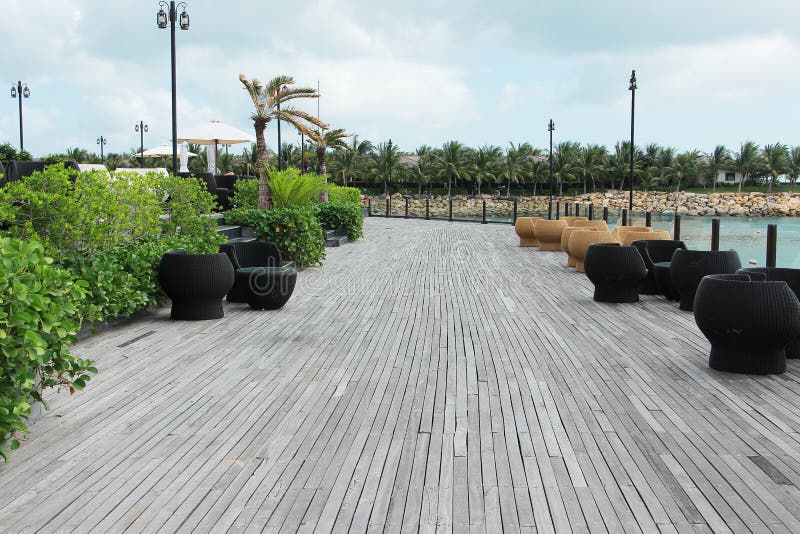 A Beautiful Promenade Made of Boards Stock Image - Image of green ...