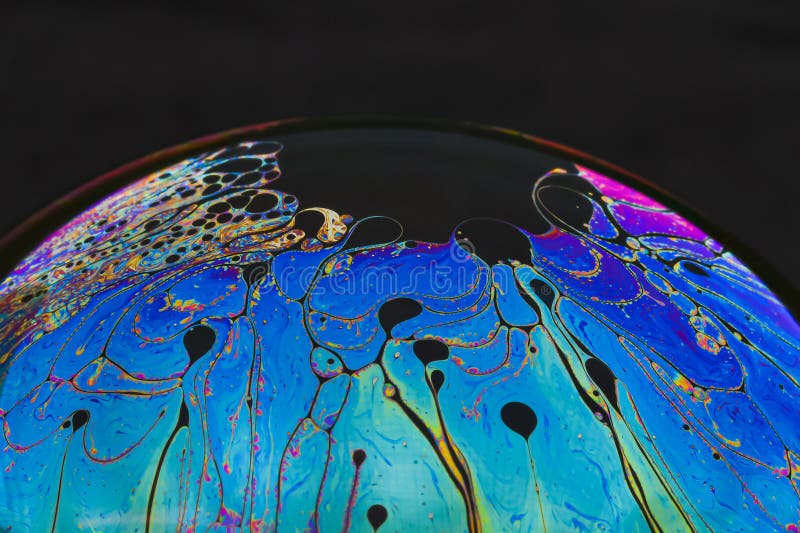 Beautiful Psychedelic Abstractions on the Surface Soap Bubbles Stock ...