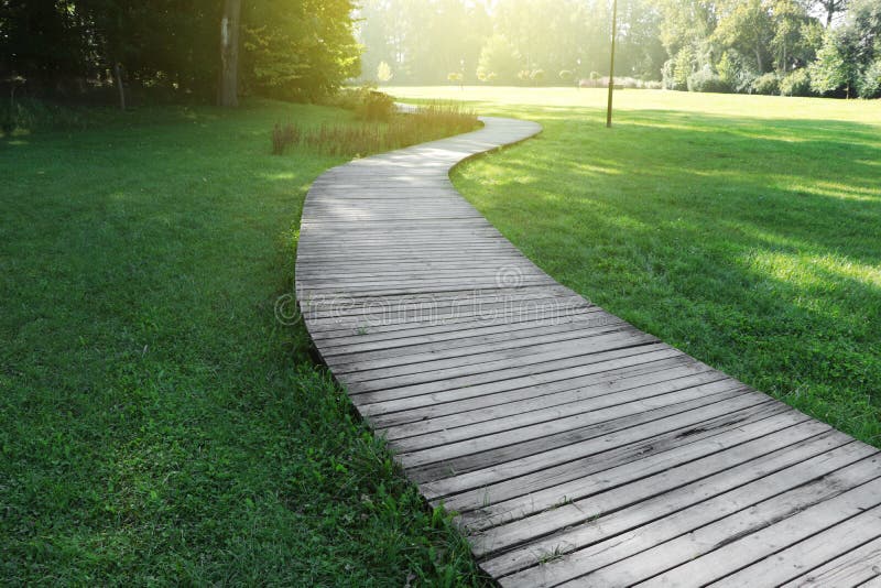 Beautiful Public City Park with Pathway and Green Grass Stock Photo ...