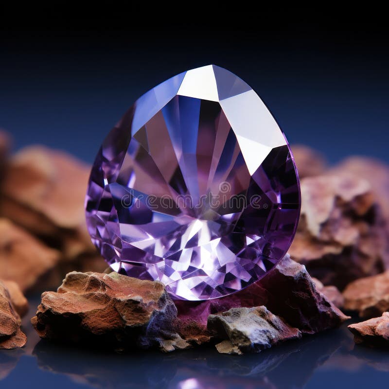 Beautiful Purple Amethyst Isolated on a Dark Background. Purple Diamond ...