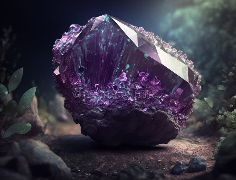 Beautiful Purple Amethyst Natural Gemstone Generative AI Technology ...