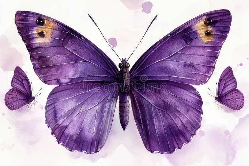 A Beautiful Purple Butterfly Sits on a Clean White Surface Stock Photo ...