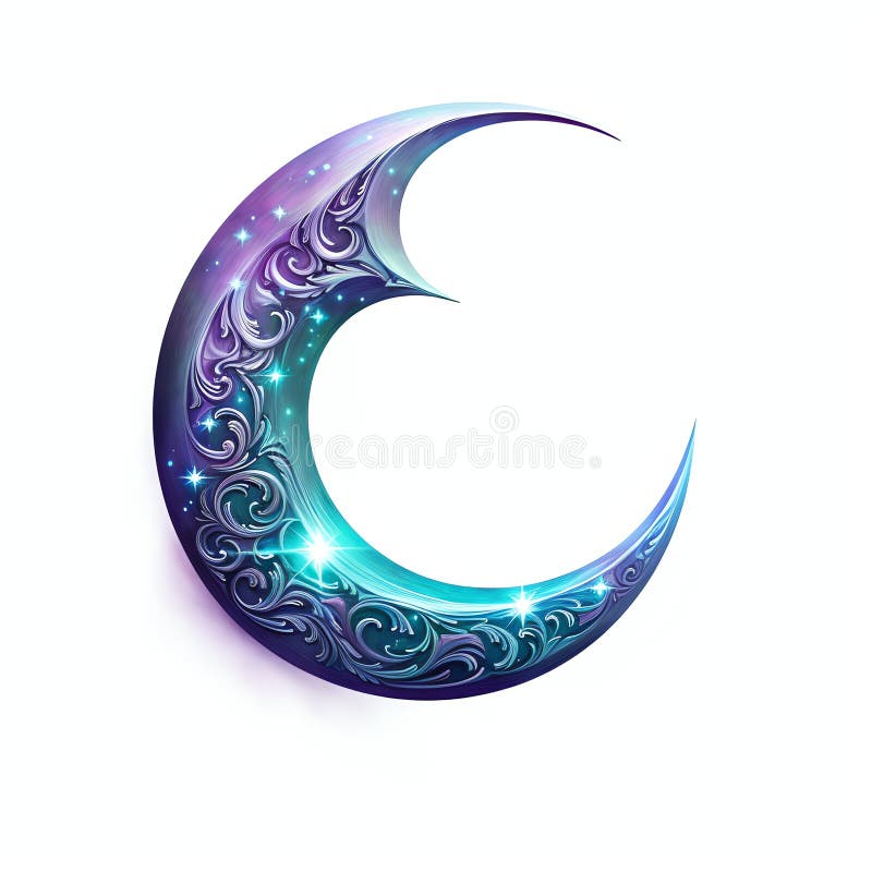 Beautiful Purple Crescent Moon Clipart Illustration Stock Illustration ...