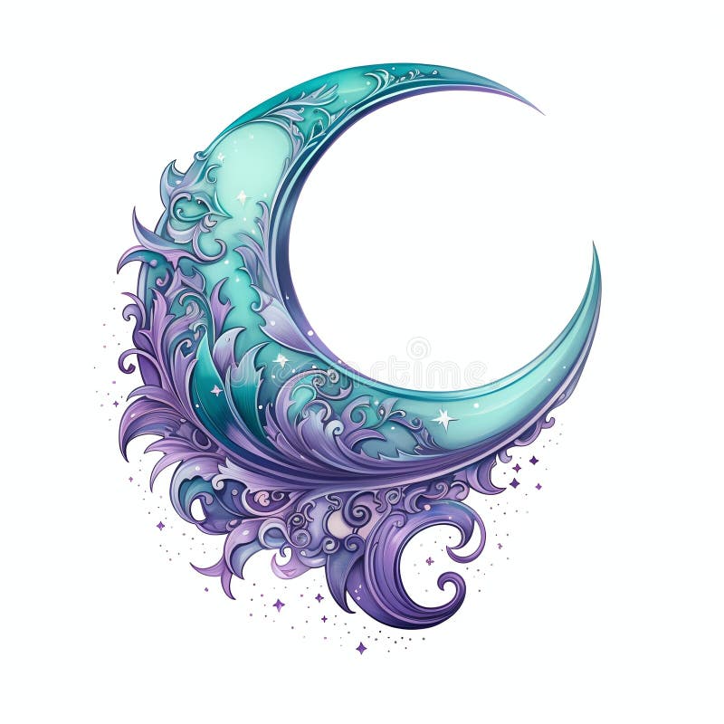 Beautiful Purple Crescent Moon Clipart Illustration Stock Illustration ...