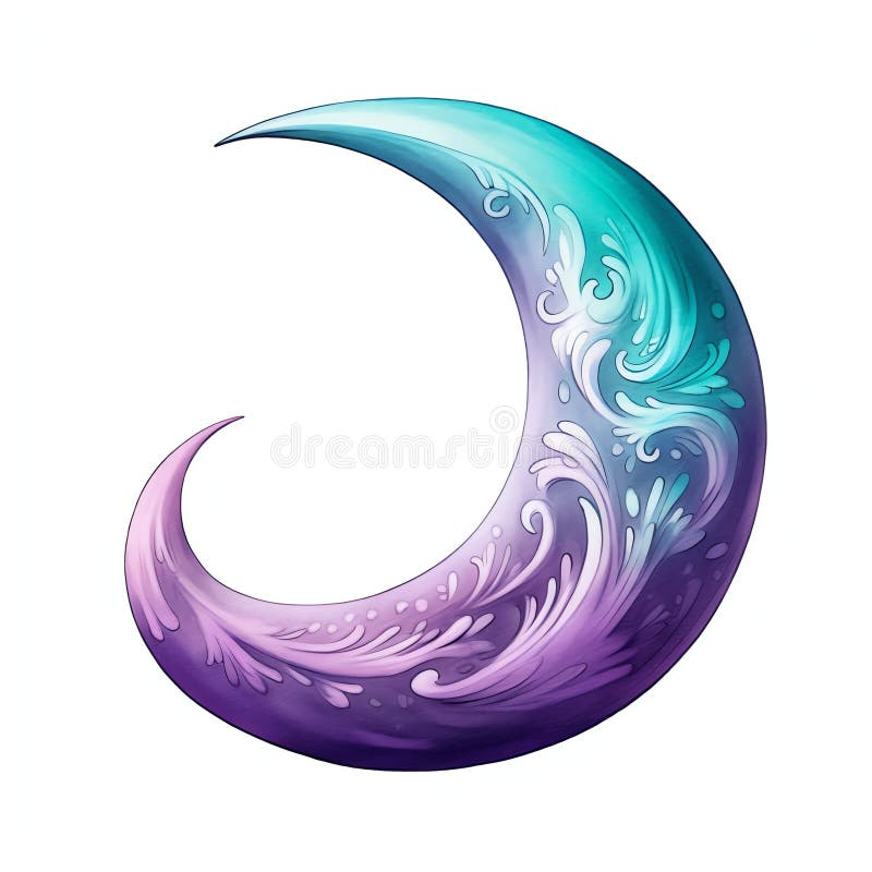 Beautiful Purple Crescent Moon Clipart Illustration Stock Illustration ...