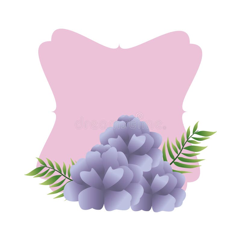 Beautiful Purple Flowers with Leafs Frame Stock Vector - Illustration ...