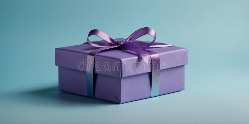 Beautiful Purple Gift Box on a Pastel Blue Aest Ai Generated Stock ...