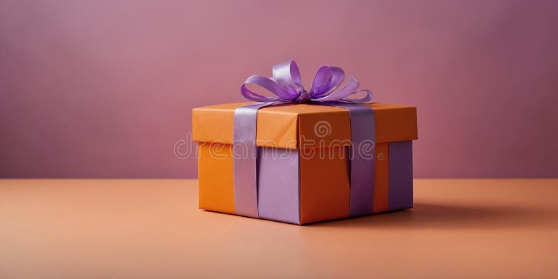 Beautiful Purple Gift Box on a Pastel Orange Ae Ai Generated Stock ...