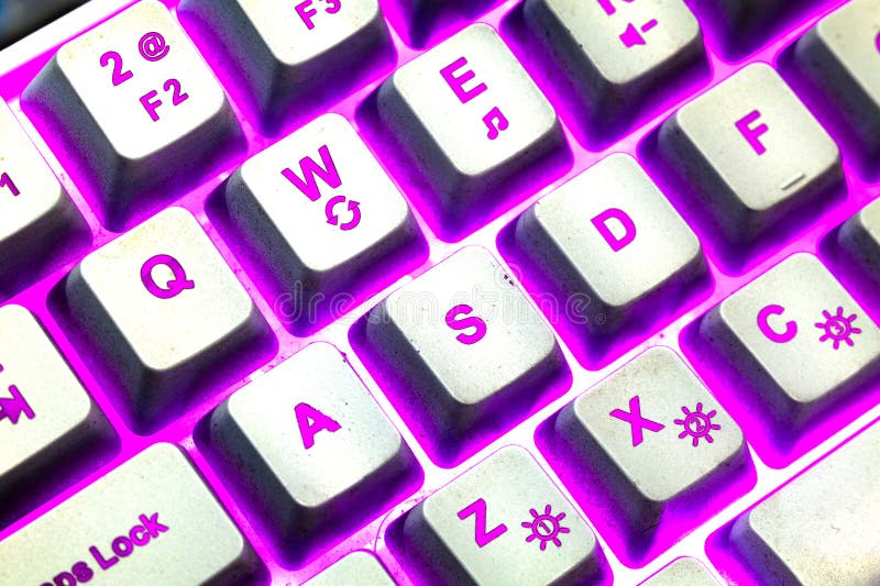 Beautiful Purple Light RGB Keyboard with WASD Keys Stock Image - Image ...