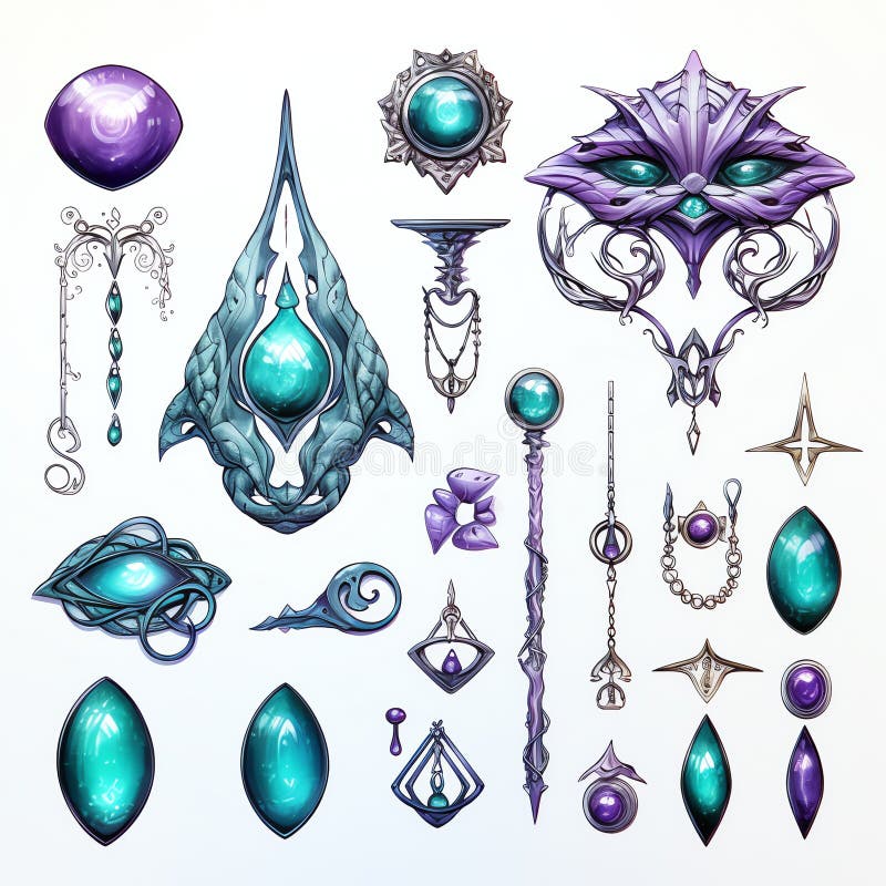 Beautiful Purple Magic Symbols Clipart Illustration Stock Illustration ...
