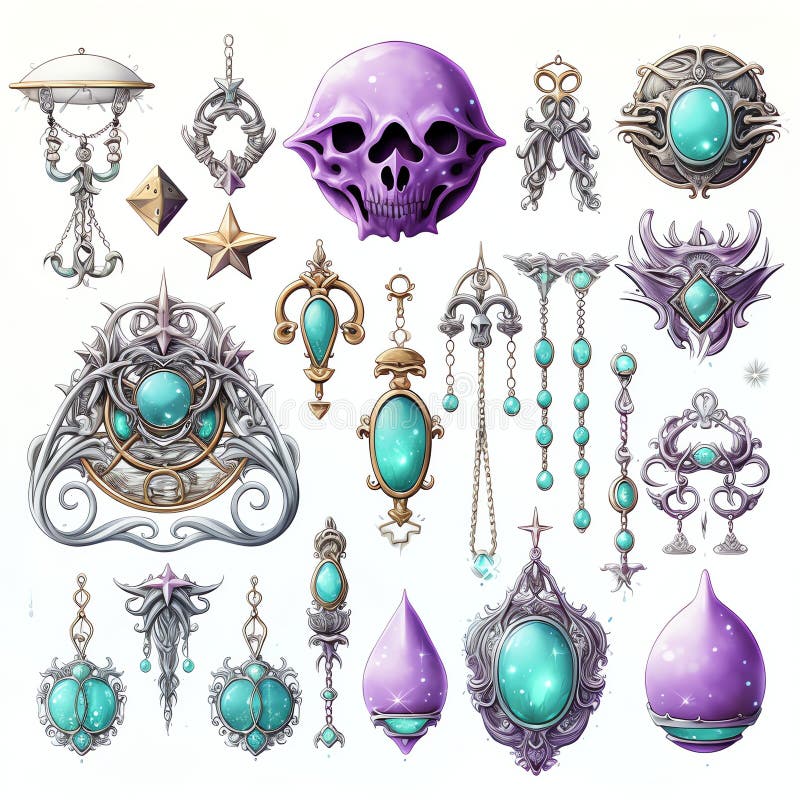 Beautiful Purple Magic Symbols Clipart Illustration Stock Illustration ...