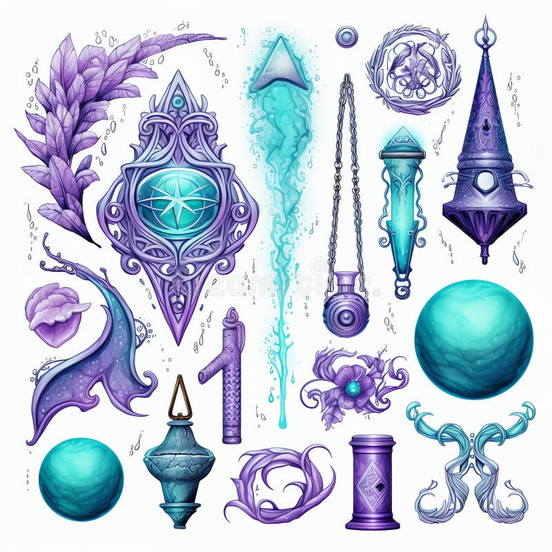 Beautiful Purple Magic Symbols Clipart Illustration Stock Illustration ...