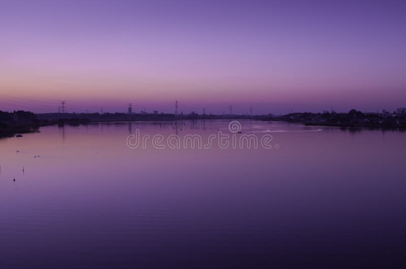 A Beautiful Purple, Pink and Blue Sunset in Japan. Stock Image - Image ...