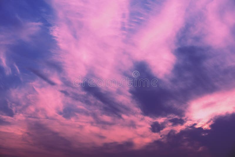 Beautiful Purple Pink Cloudy Sky at Sunset Stock Image - Image of ...