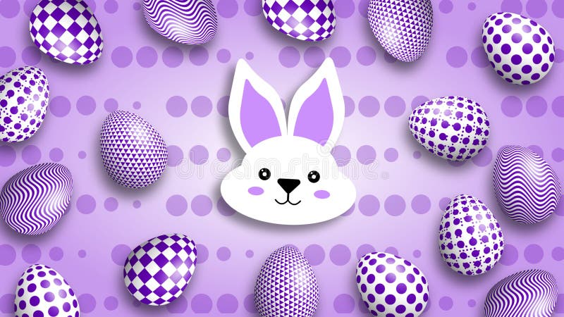 Beautiful Purple Rabbit Face on Decorated Background Stock Illustration ...