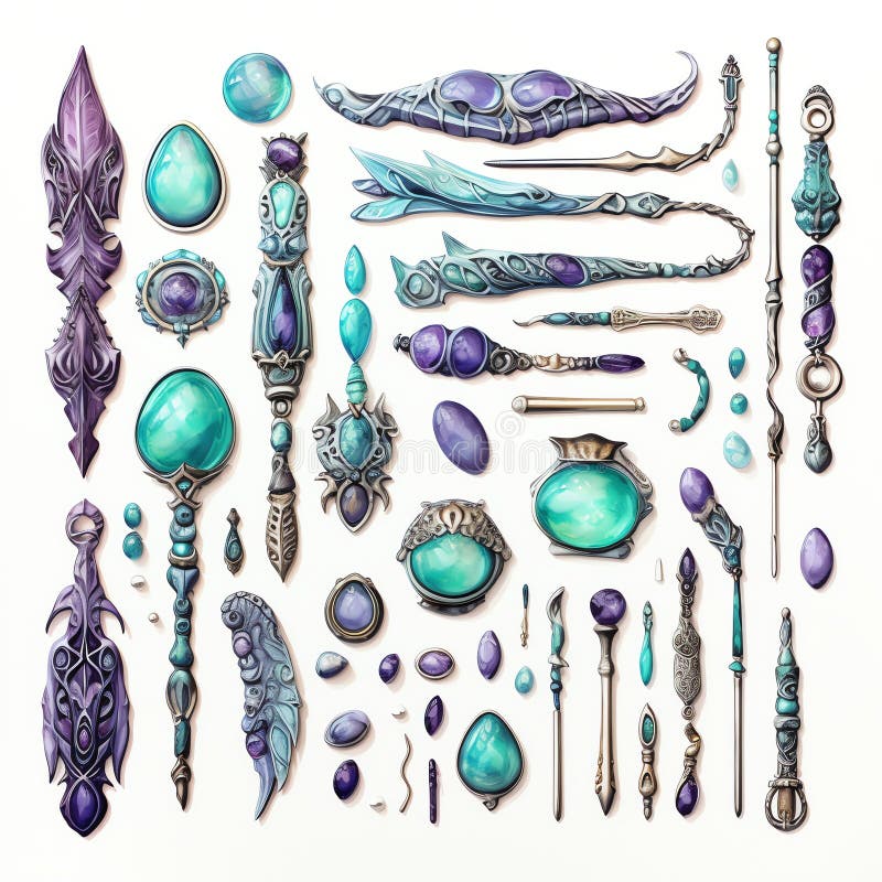 Beautiful Purple Ritual Tools Clipart Illustration Stock Illustration ...