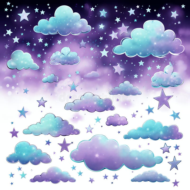 Beautiful Purple Starry Sky Clipart Illustration Stock Illustration ...