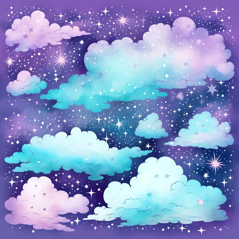Beautiful Purple Starry Sky Clipart Illustration Stock Illustration ...