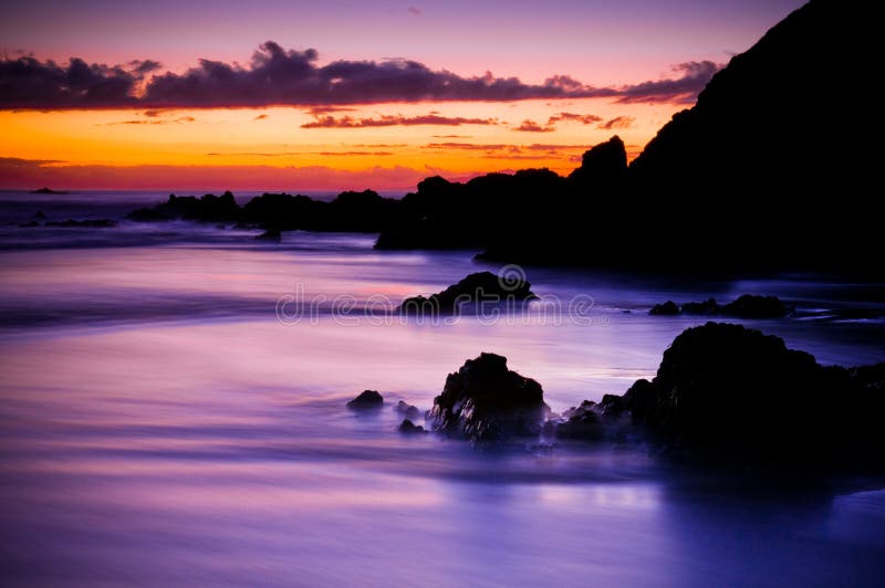 Beautiful purple sunrise stock image. Image of heat, surf - 15158411