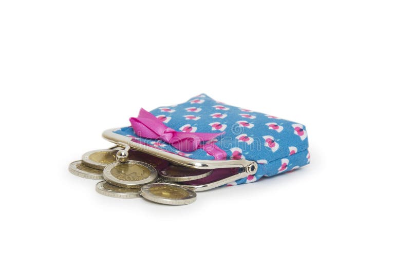 Beautiful Purse with Coins Isolated on White Background Stock Photo ...