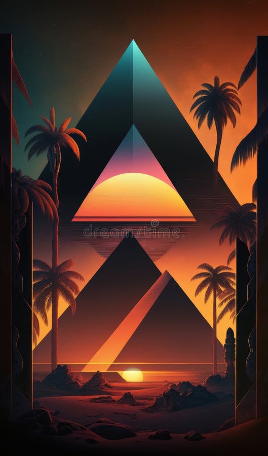 Beautiful Pyramid View at Sunset Generative AI Stock Illustration ...