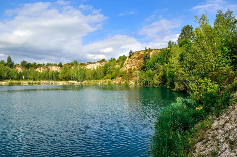 Beautiful Quarry with Water. Stock Photo - Image of green, ground ...
