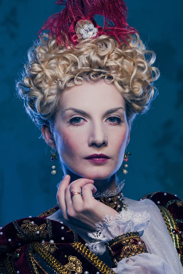 Beautiful Haughty Queen in Royal Dress. Stock Photo - Image of ...