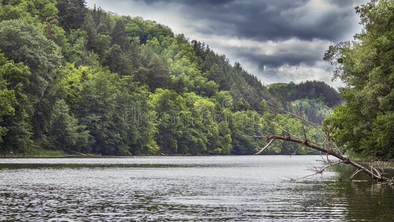 Beautiful Quiet River with Dark Water Stock Photo - Image of aerial ...