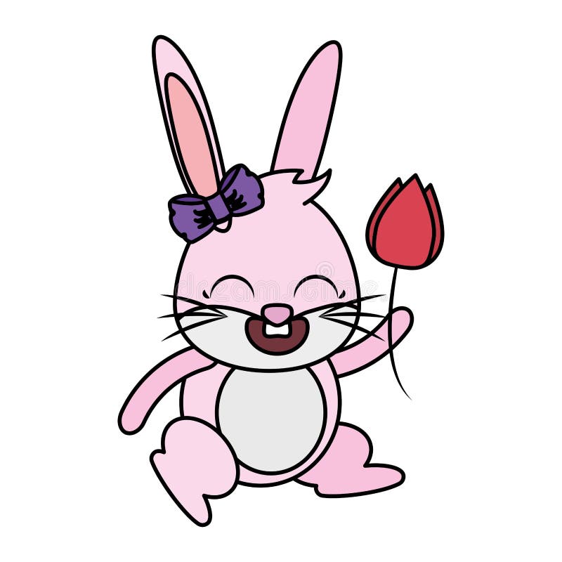 Beautiful Rabbit with Rose Flower Easter Character Stock Vector ...