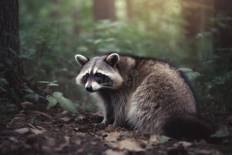 Beautiful Raccoon in Nature. Created Using Generative AI Technology ...