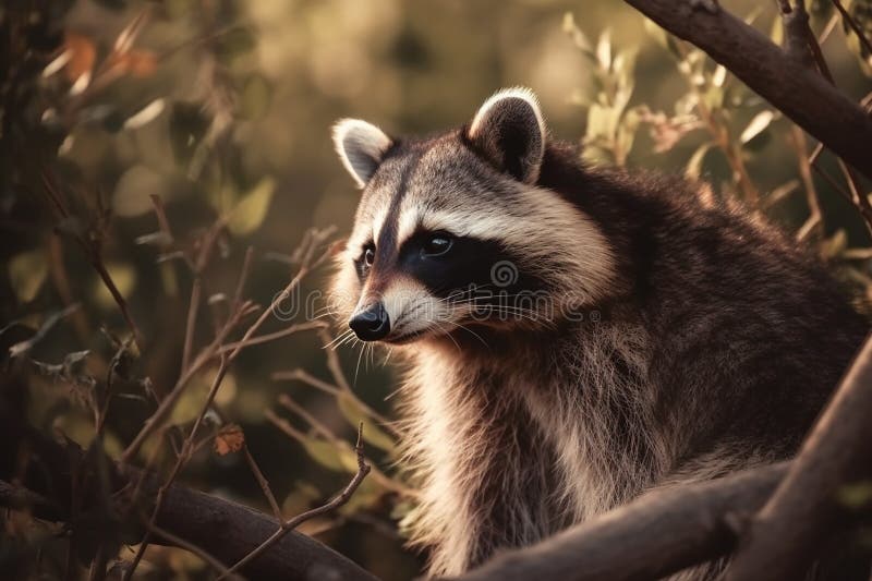 Beautiful Raccoon in Nature. Created Using Generative AI Technology ...