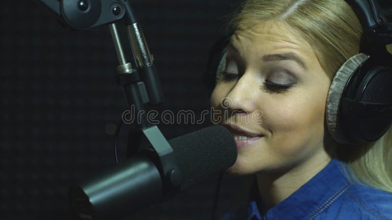 Beautiful Radio DJ in Studio Stock Video - Video of equalizer ...