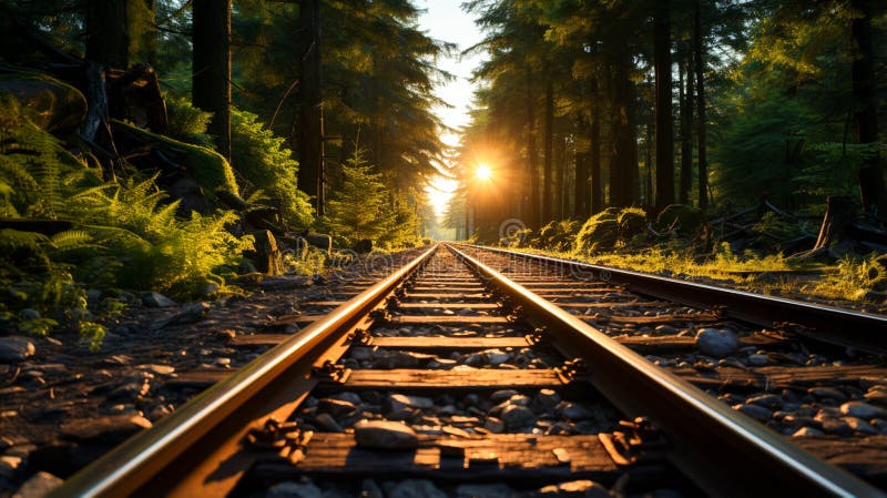 Beautiful Railway Track Front View Stock Illustration - Illustration of ...