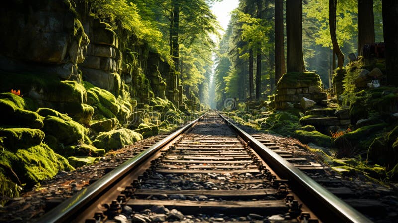 Beautiful Railway Track Front View Stock Image - Image of distance ...