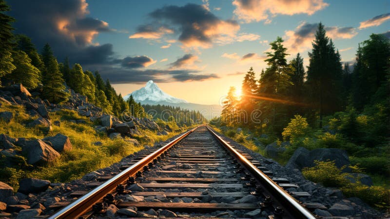 Beautiful Railway Track Front View Stock Image - Image of beautiful ...