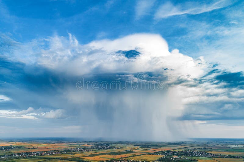 Beautiful Rain Cloud and Rain Over the Fields. Stock Image - Image of ...
