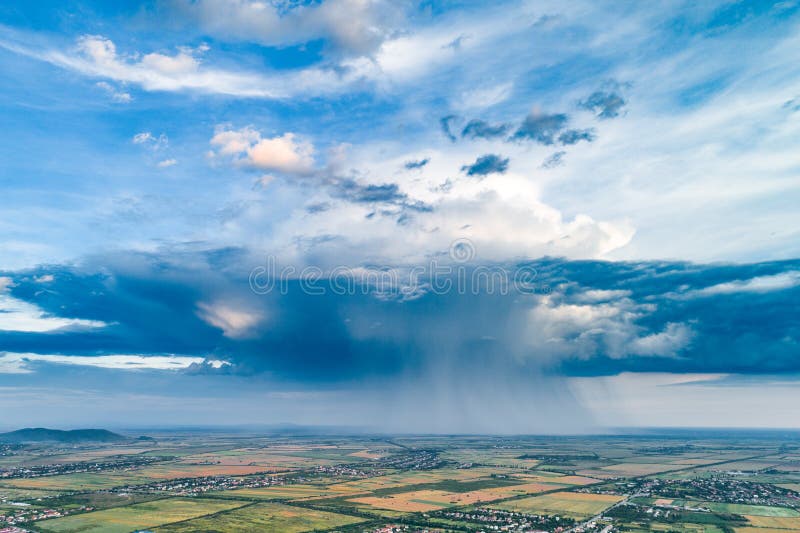 Beautiful Rain Cloud and Rain Over the Fields. Stock Photo - Image of ...